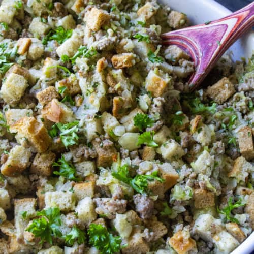 Old Fashioned Sausage Stuffing | A Wicked Whisk