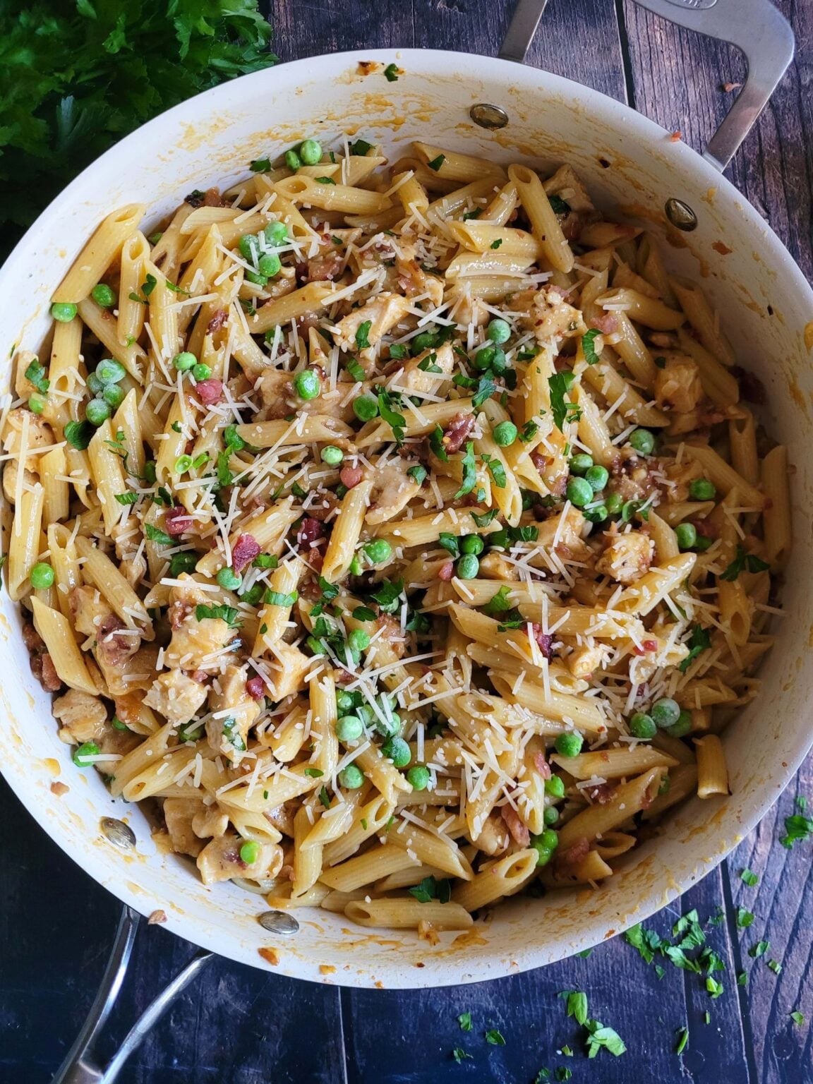 Chicken Carbonara (Creamy Chicken Bacon Penne Pasta Recipe) | A Wicked ...