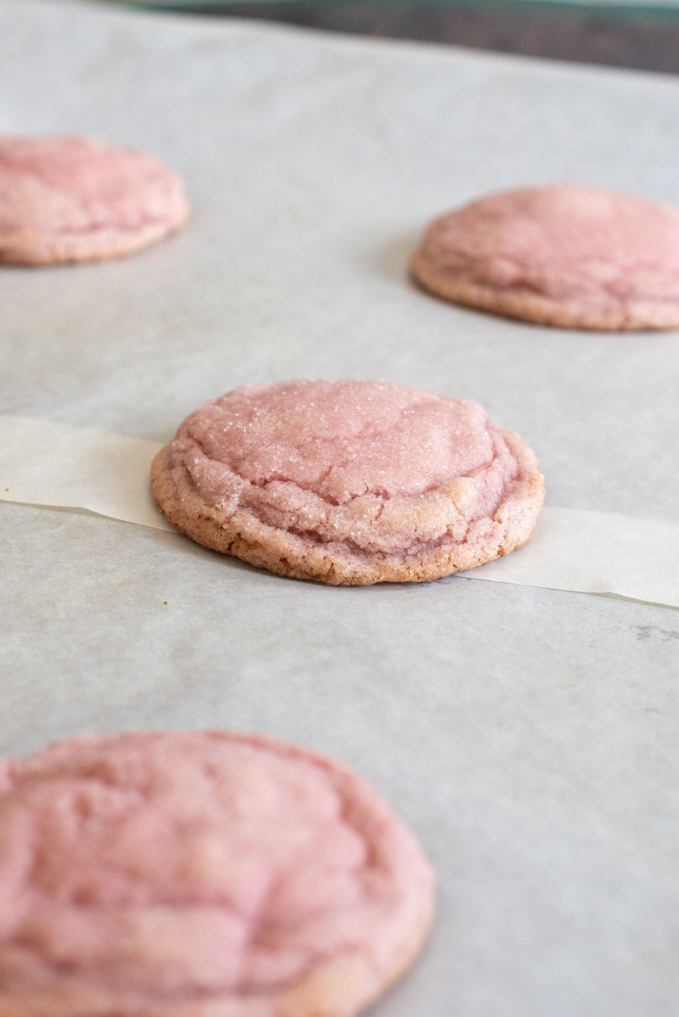 Pink Strawberry Crinkle Cookies | A Wicked Whisk